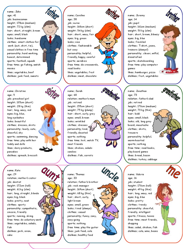 My Family Speaking Cards Conversation Topics Dialogs Fun Activities ...