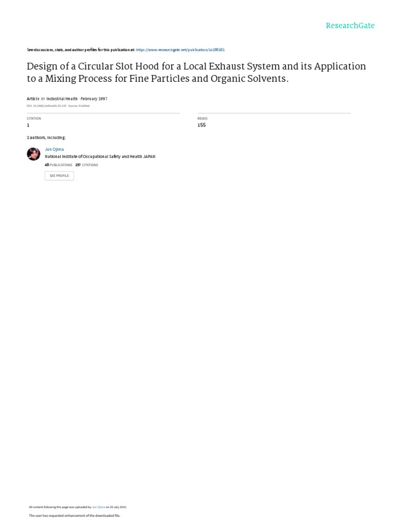 Design of A Circular Slot Hood For A Local Exhaust System and Its ...