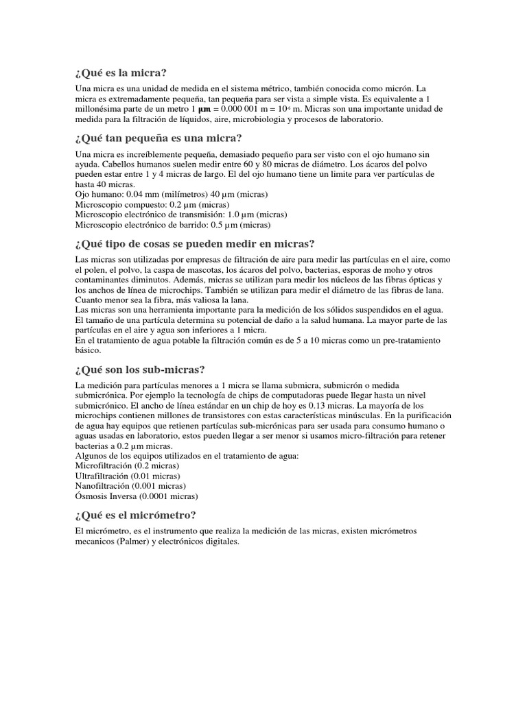 Qué Es La Micra | PDF | Micrometro | Circuito integrado