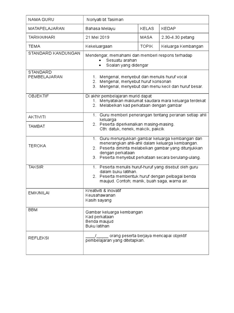 RPH Kedap 3.0 - Kekeluarga 3 | PDF