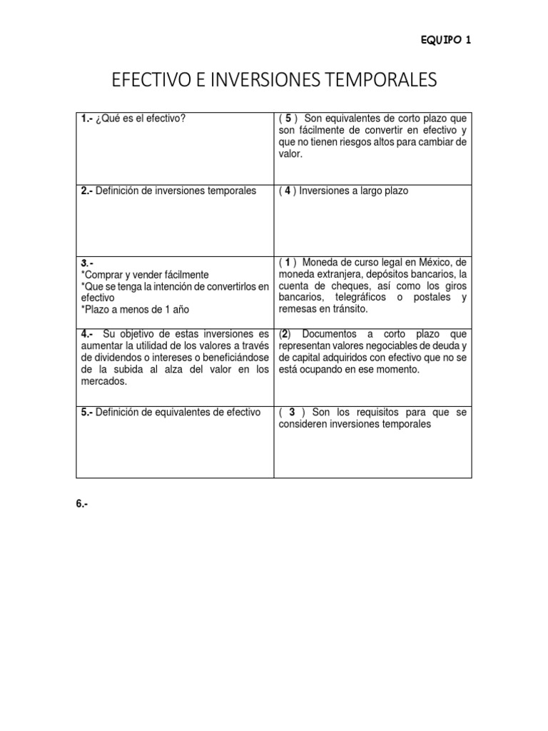 Efectivo e Inversiones Temporales | PDF | Finanzas y dinero