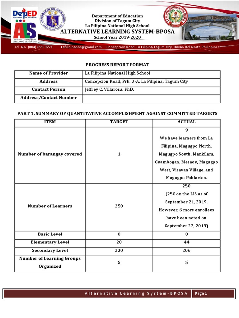 Narrative Report For BP-OSA | PDF | Change | Learning