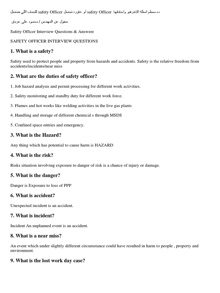 Safety Officer Interview Q&A Guide | PDF | Fires | Combustion