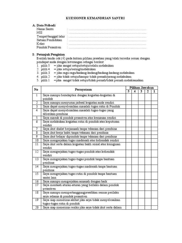 Angket Instrumen | PDF