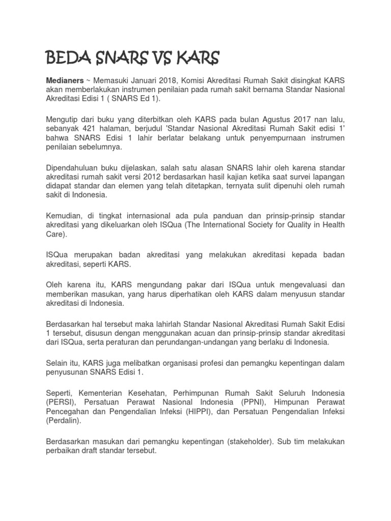 Beda Snars Vs Kars | PDF | Pengelolaan Keuangan & Uang
