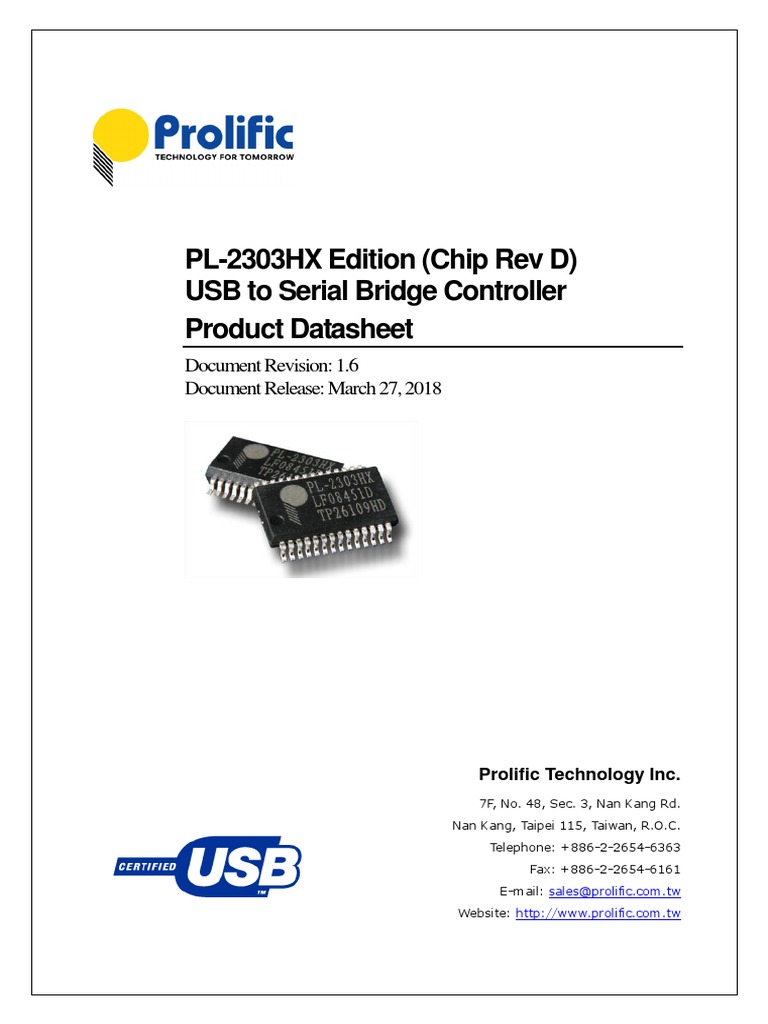 PL-2303HX Edition (Chip Rev D) USB To Serial Bridge Controller Product ...