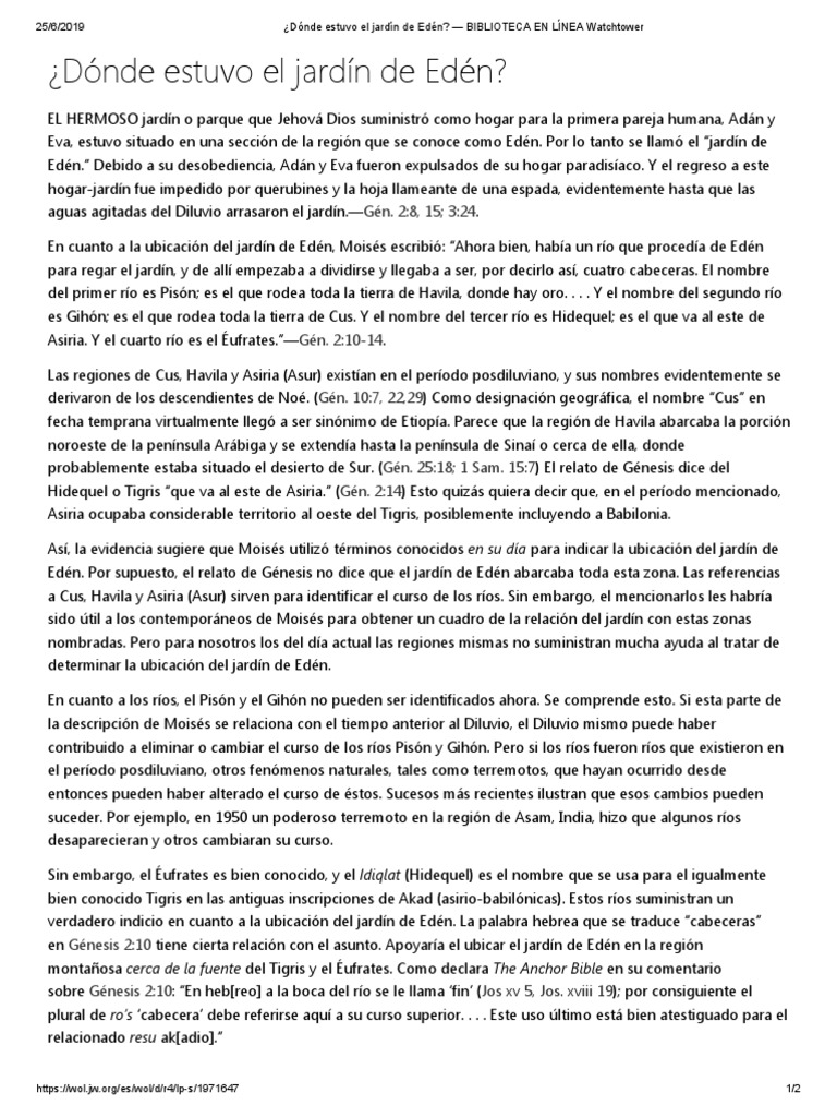 La ubicación del Jardín del Edén: Un análisis bíblico de los ríos ...