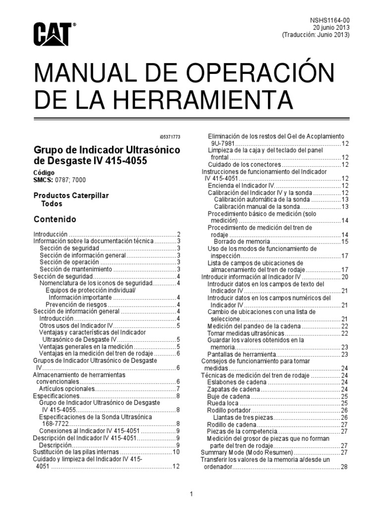 NSHS1164 - Grupo de Indicador Ultrasonico de Desgaste IV 415-4055 | PDF ...