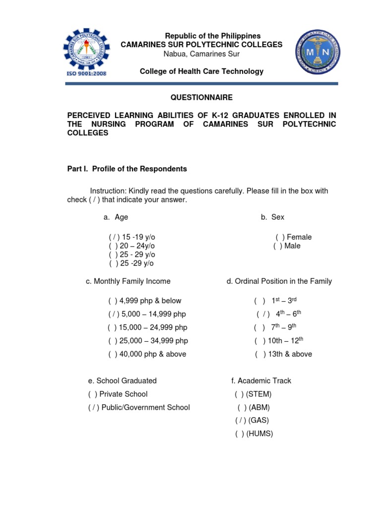 Questionnaire Answered | PDF | Nursing | Teachers