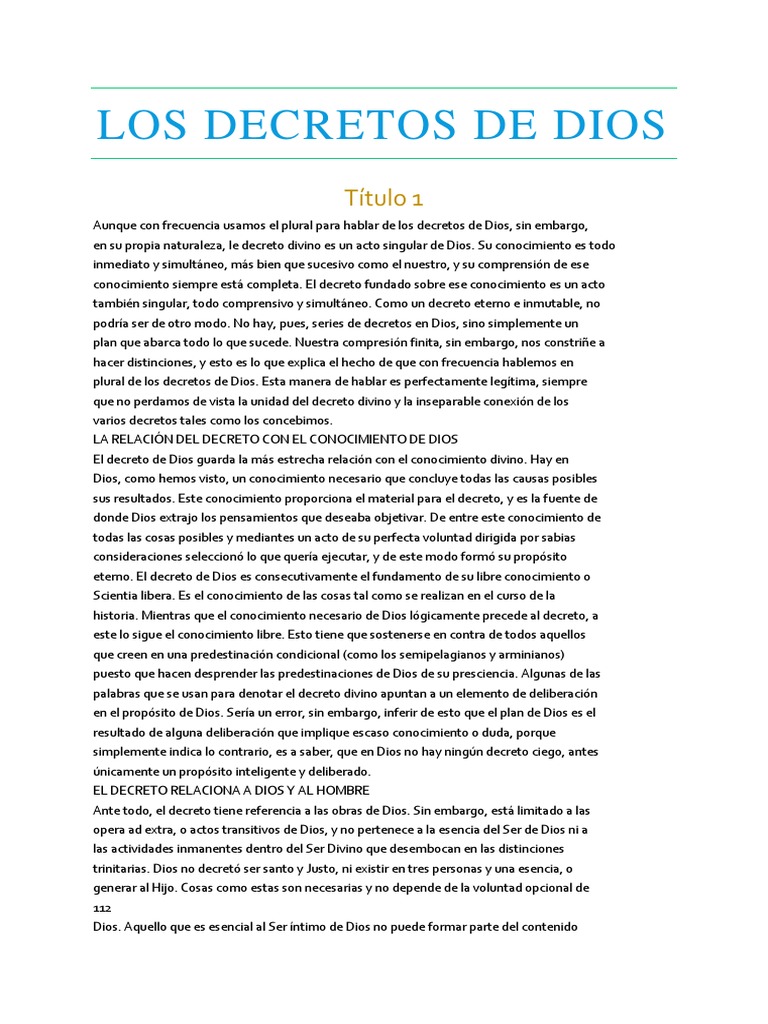 Los Decretos de Dios | PDF | Pecado | Arminianismo