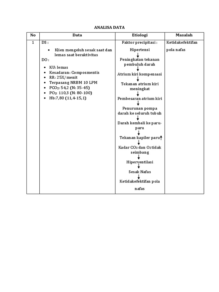 ANALISA DATA Pola Napas Inefektif | PDF