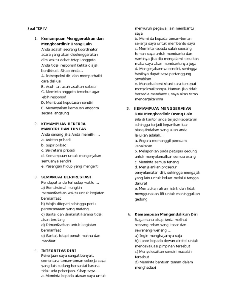 Soal TKP 4 | PDF
