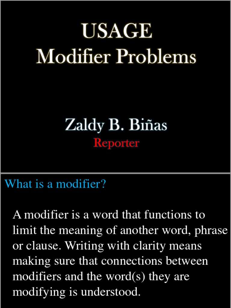 Usage Modifier Problems | PDF | Sentence (Linguistics) | Phrase Usage Modifier Problems | PDF | Sentence (Linguistics) | Phrase
