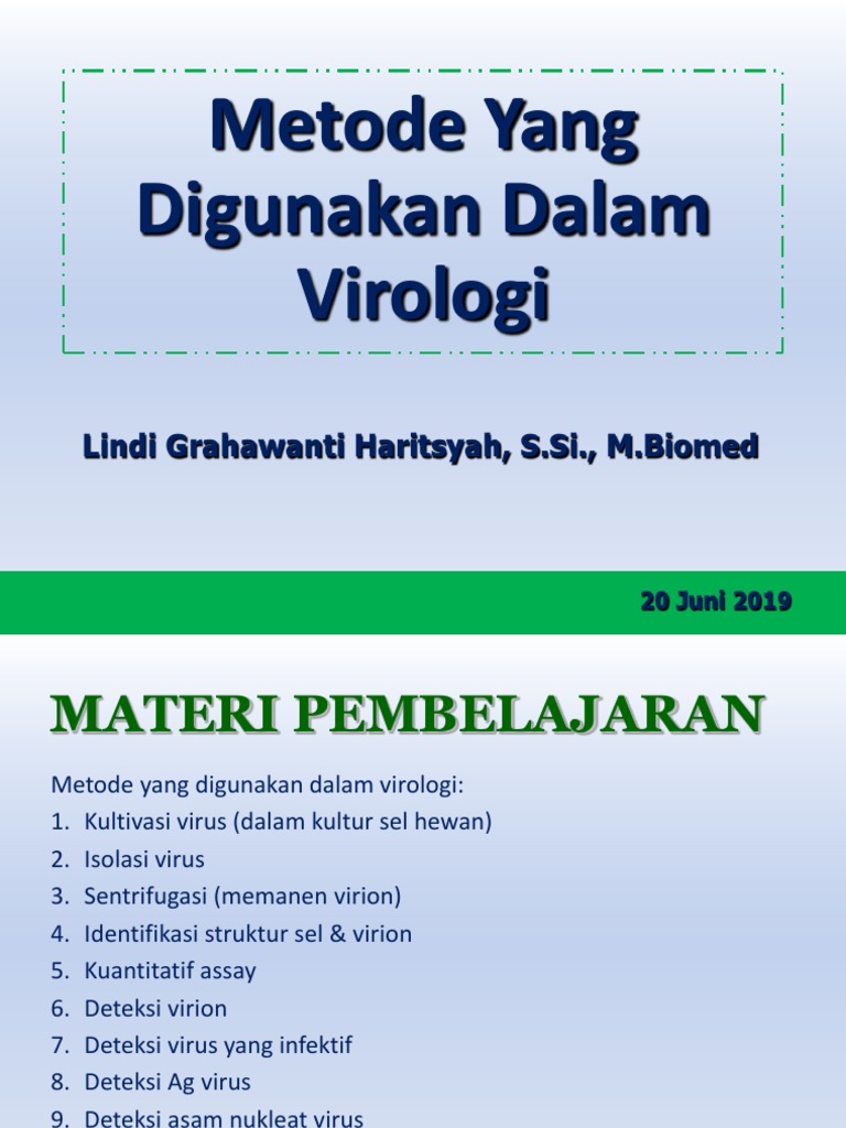 6 Viro - Metode Dalam Virologi | PDF | Virus | Biology