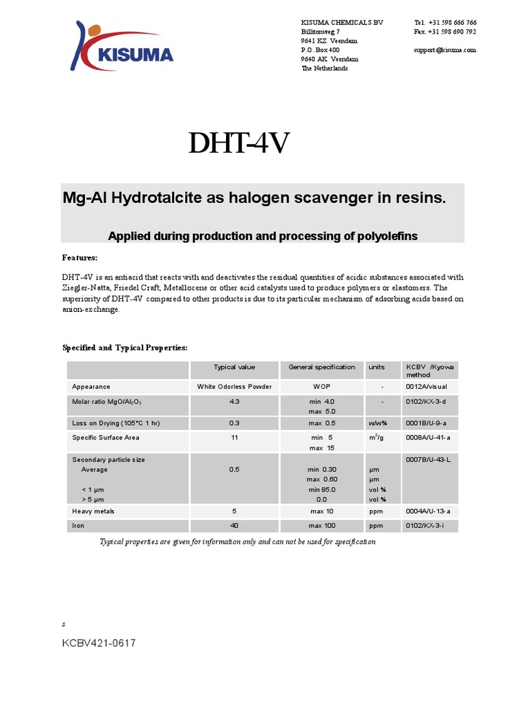 Product Data Sheet for DHT-4V Magnesium-Aluminum Hydrotalcite as a ...