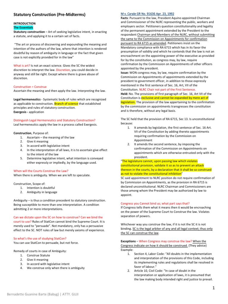 Understanding Statutory Construction | PDF | Statutory Interpretation ...
