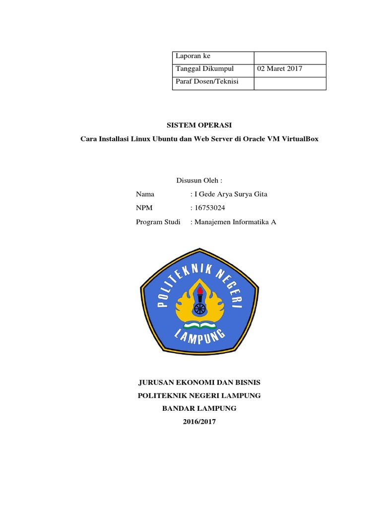 Laporan Praktikum 2 Installasi Ubuntu Dekstop Di Oracle VM VirtualBox | PDF