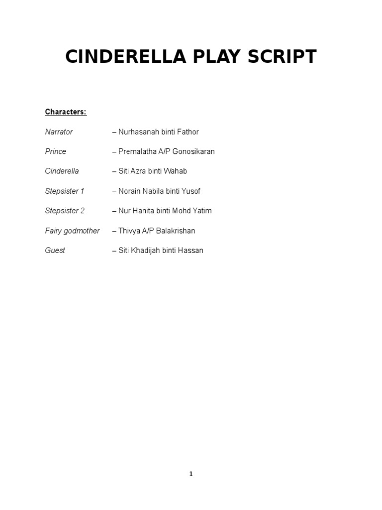 Cinderella Play Script | PDF | Cinderella | Works