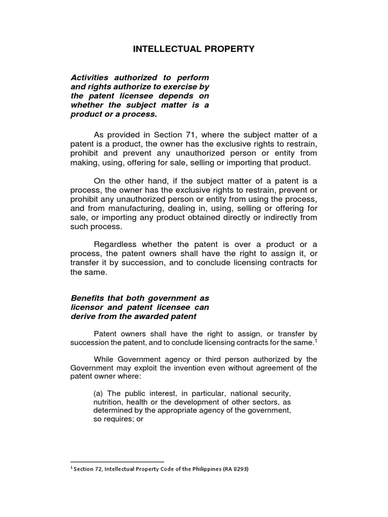 Intellectual Property: Section 72, Intellectual Property Code of The ...