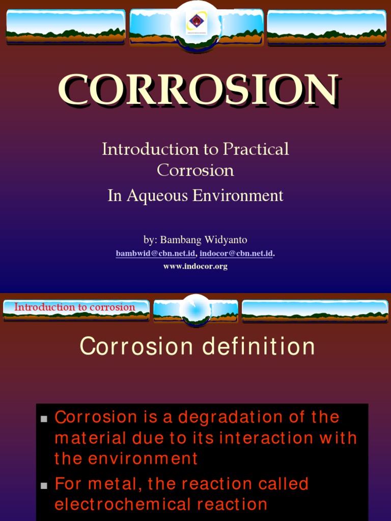 Corrosion: Introduction To Practical Corrosion in Aqueous Environment ...