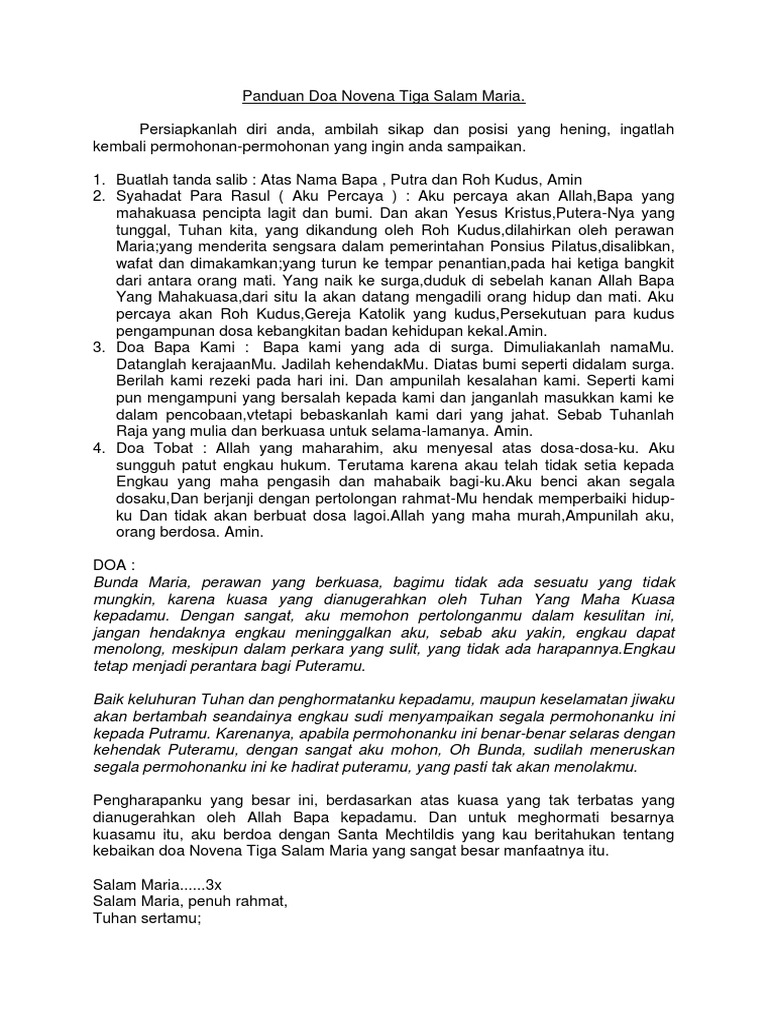 Panduan Doa Novena Tiga Salam Maria | PDF | Agama & Spiritualitas