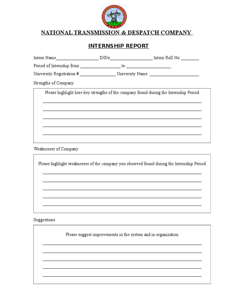 Internship Report Format | PDF