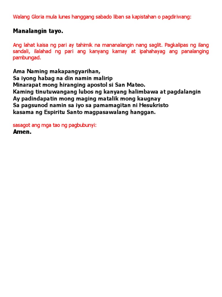 Roman Missal Prayers | PDF