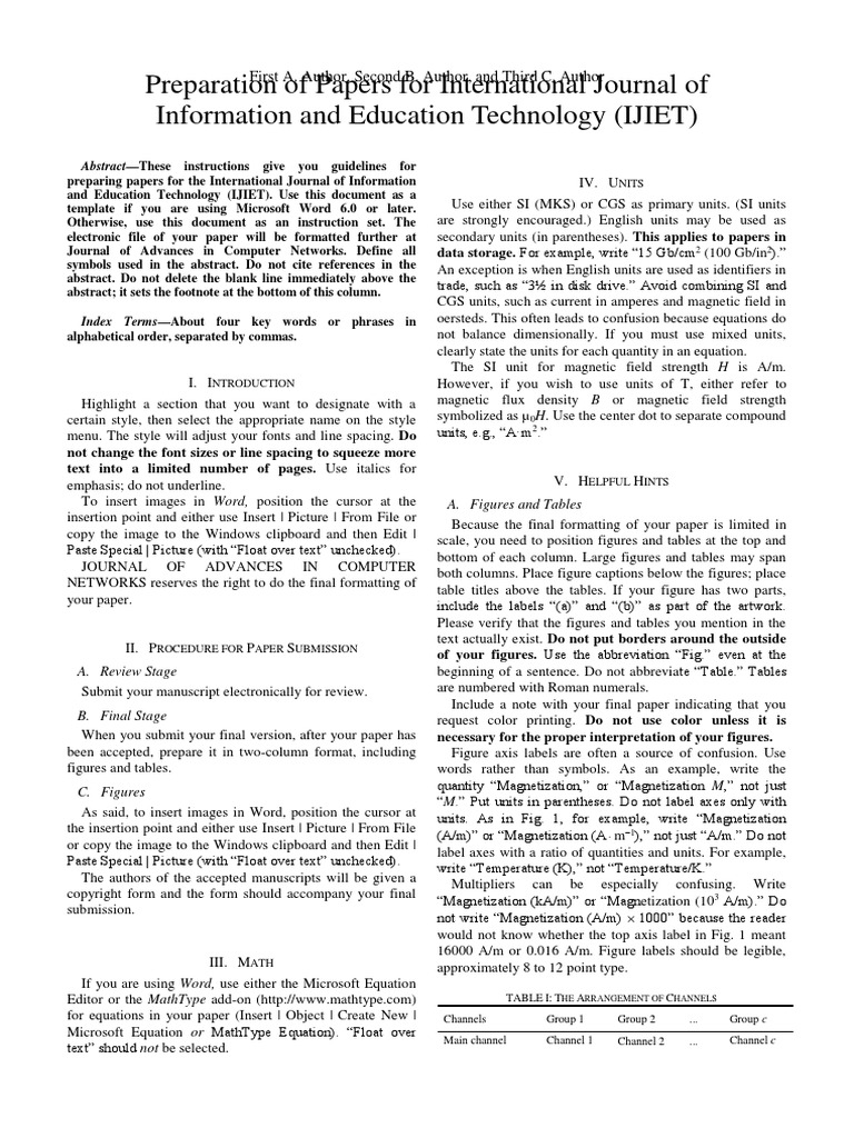 Preparation of Papers For International Journal of Information and ...