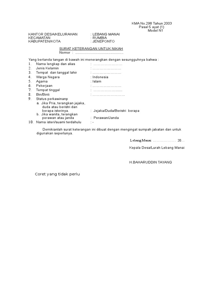 Formulir N1 N7 | PDF