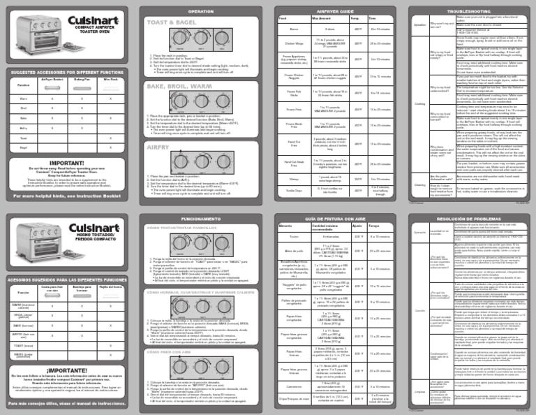 Cuisinart Air Fryer Oven Quick Start Guide | PDF | Domestic Life | Foods