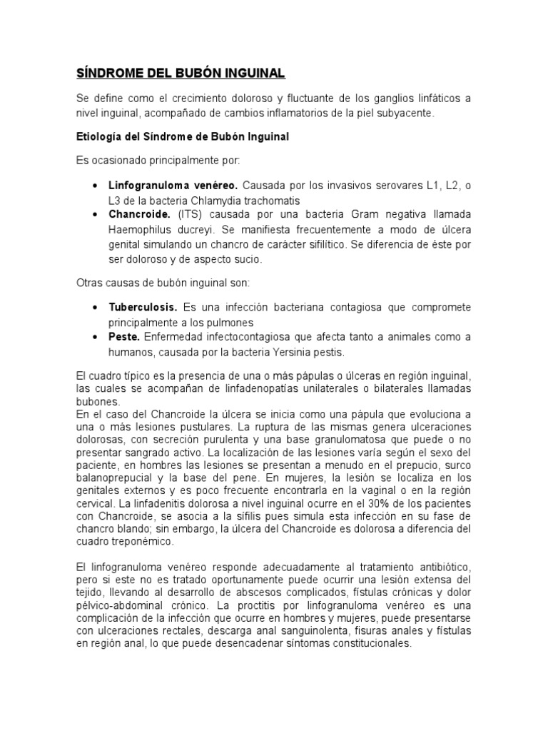 Etiología Del Síndrome de Bubón Inguinal | PDF | Enfermedades y trastornos | Especialidades Medicas