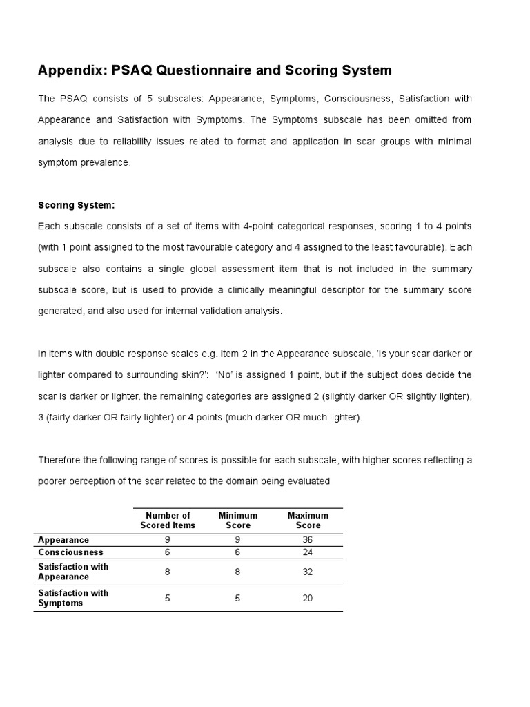 PSAQ Questionnaire Overview | PDF | Consciousness | Clinical Psychology