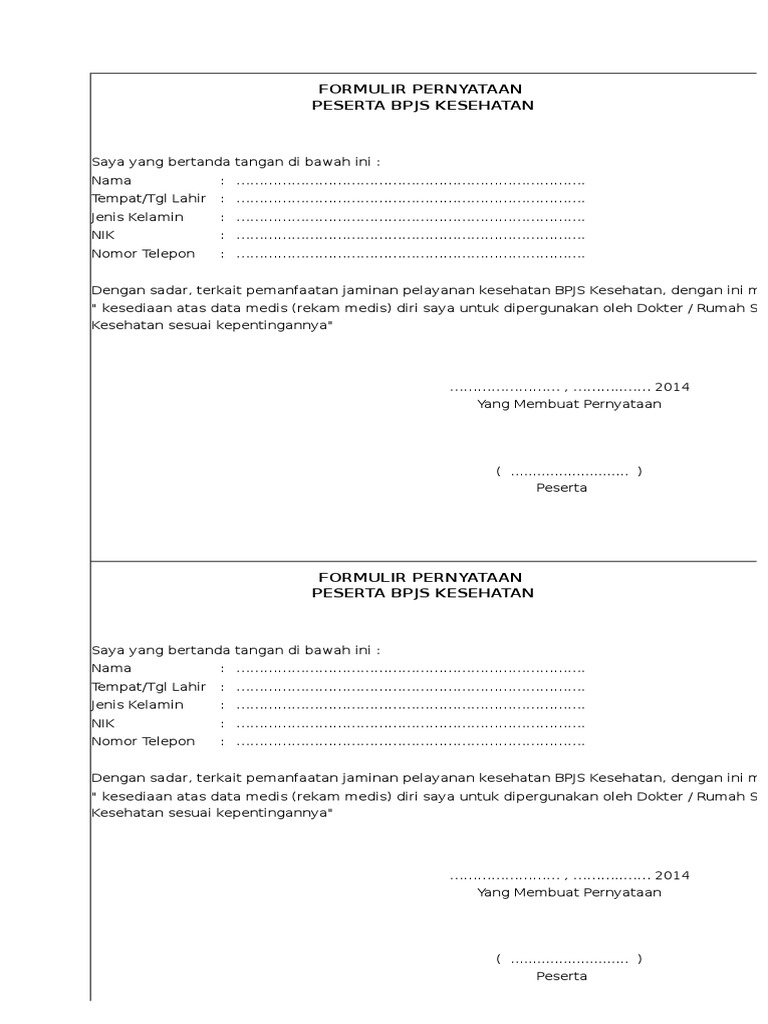 Form Klaim JKN-BPJS Kesehatan (Revisi) - 003 | PDF