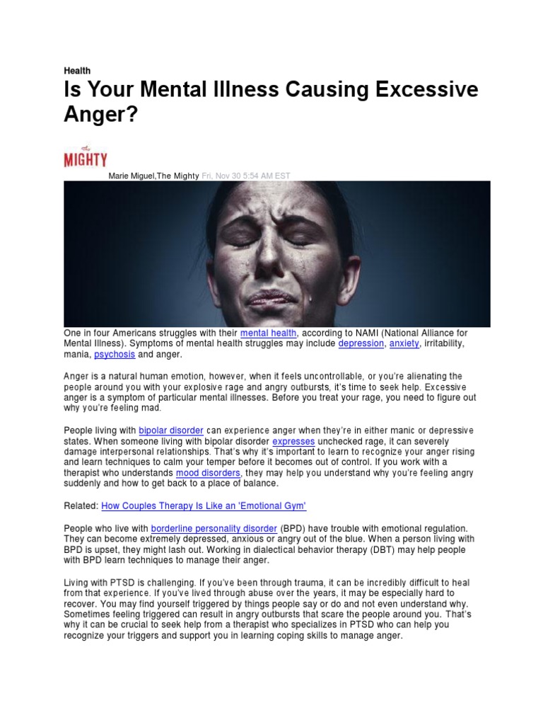Is Your Mental Illness Causing Excessive Anger?: Health | PDF | Anger ...