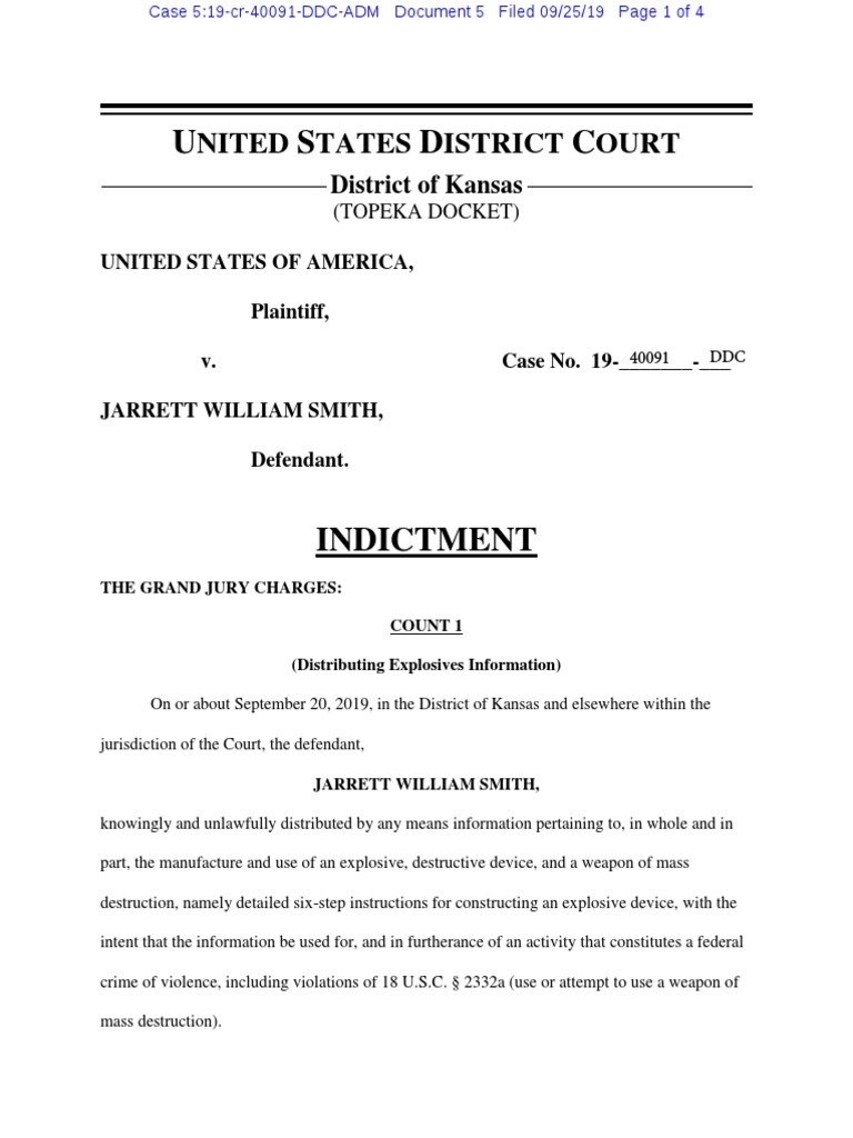 Jarrett Smith Indictment | PDF | Indictment | United States Code