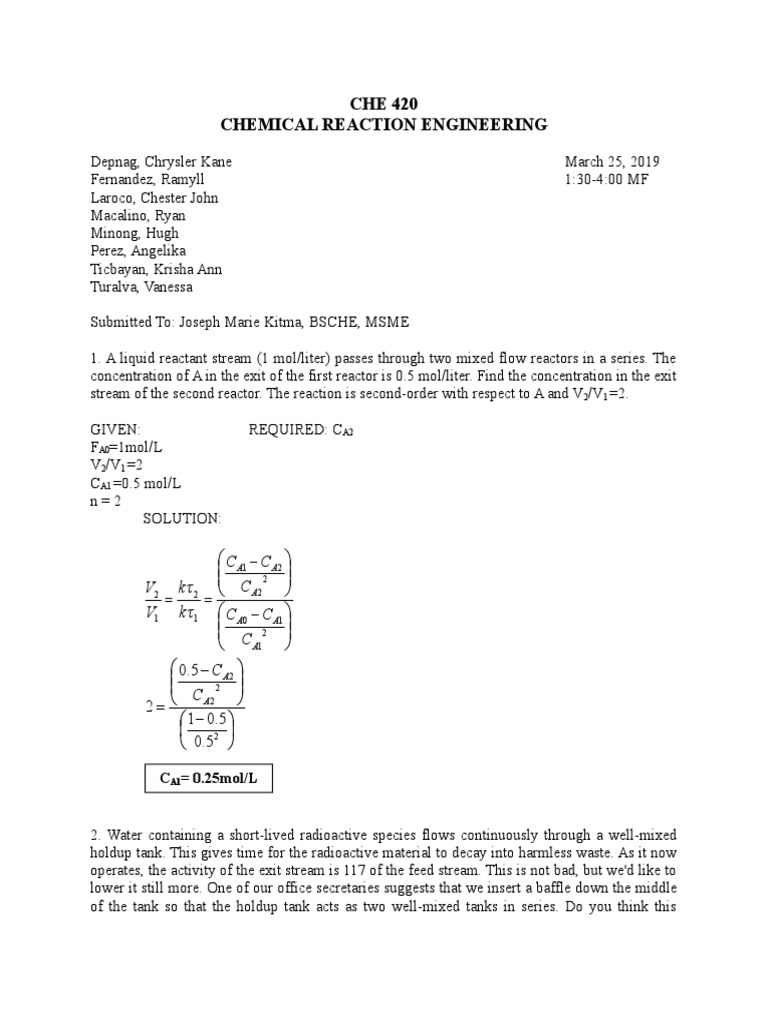 CRE Chap 6 | PDF | Chemical Reactor | Reaction Rate