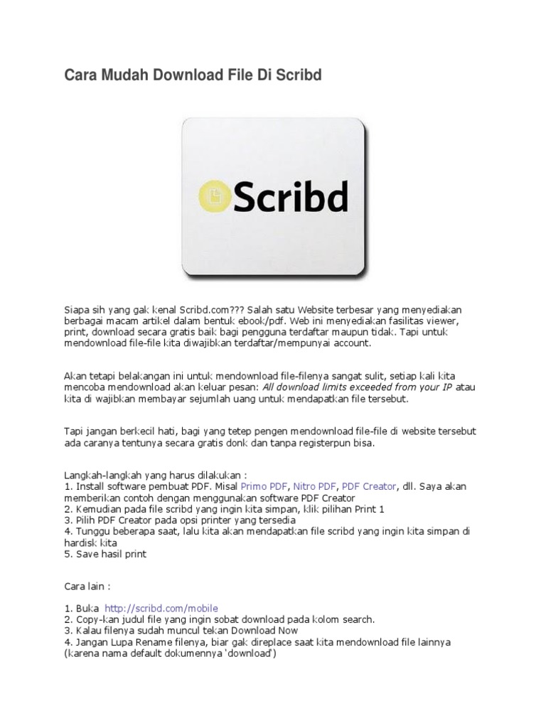Cara Mudah Download File Di Scribd | PDF