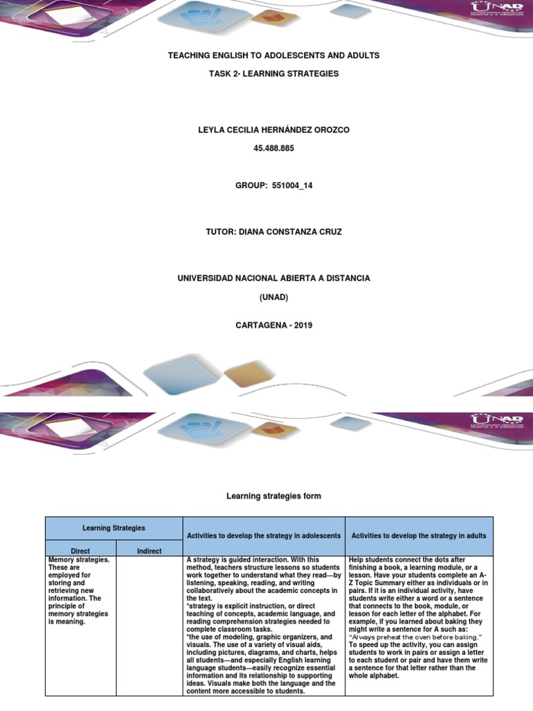 Learning Strategies Form | PDF | Reading Comprehension | Tutor