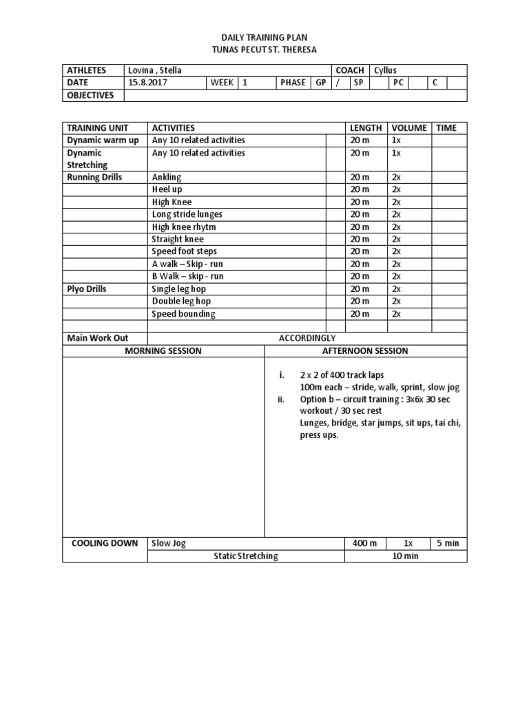 Sprinter Training Plan | Download Free PDF | Motorsport Competitions ...