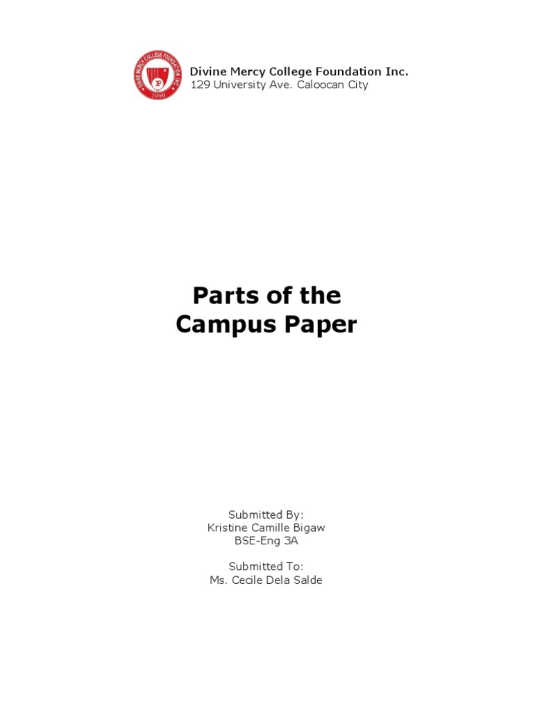 Parts of The Campus Paper: 129 University Ave. Caloocan City | PDF