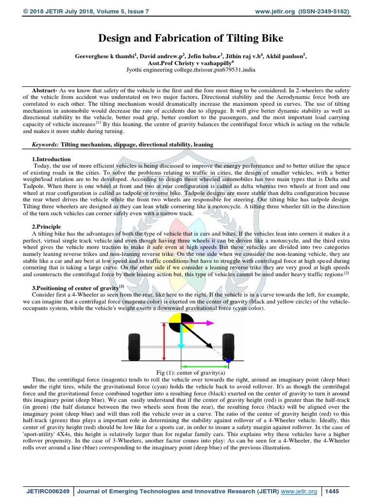 Design and Fabrication of Tilting Bike: Keywords: Tilting Mechanism ...