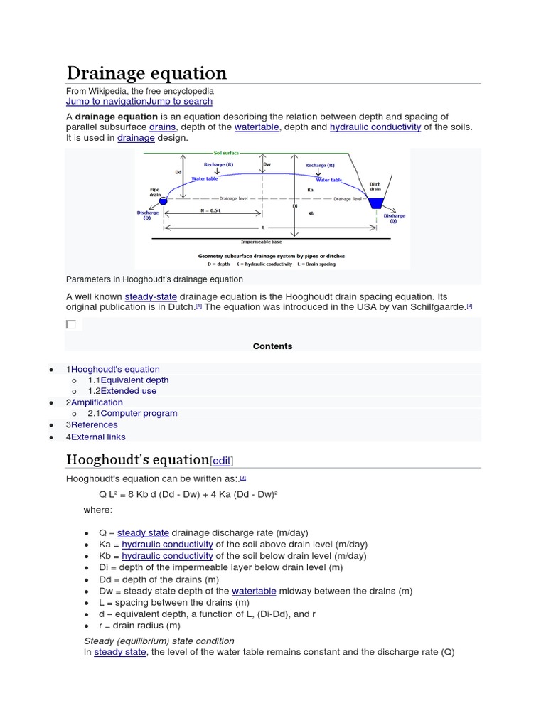 Drainage Equation | PDF | Natural Resource Management | Continuum Mechanics