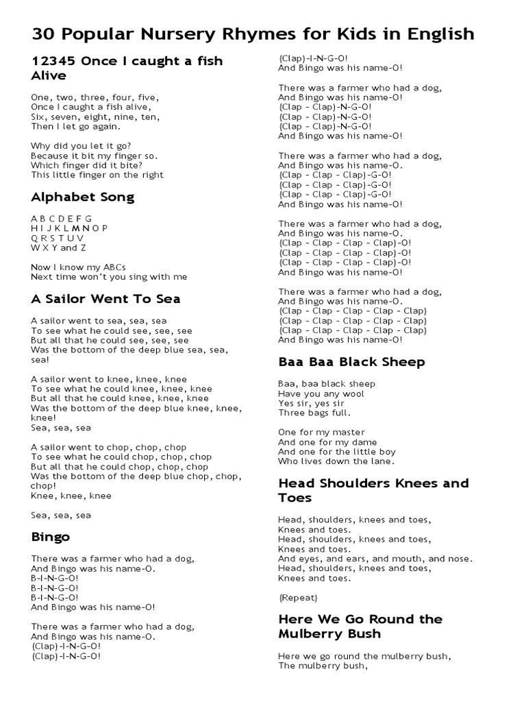 Lagu-Lagu Bahasa Inggris | PDF | Traditional Children's Songs