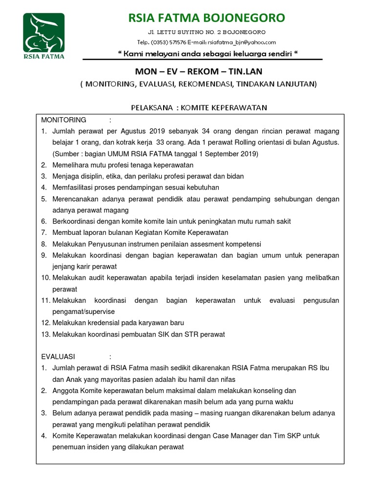 Contoh Monev Komite Keperawatan | PDF