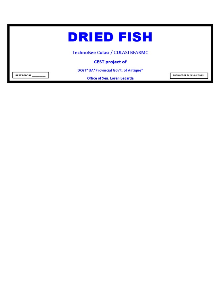 Dried Fish Label | PDF