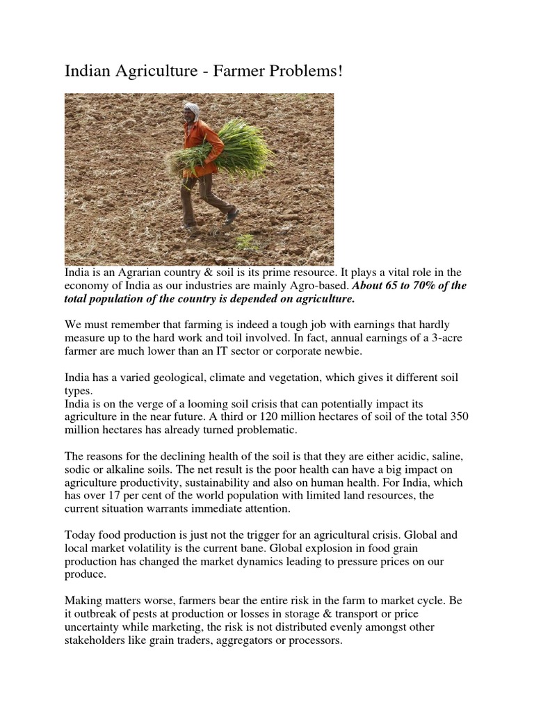 Indian Agriculture Farmer Problems Total Population Of The Country