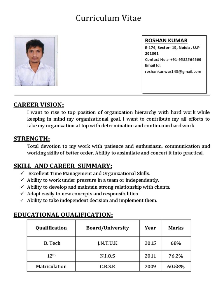 Roshan CV | PDF | Cognition | Learning