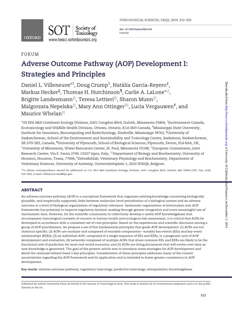 Adverse Outcome Pathway (AOP) Development I: Strategies and Principles ...