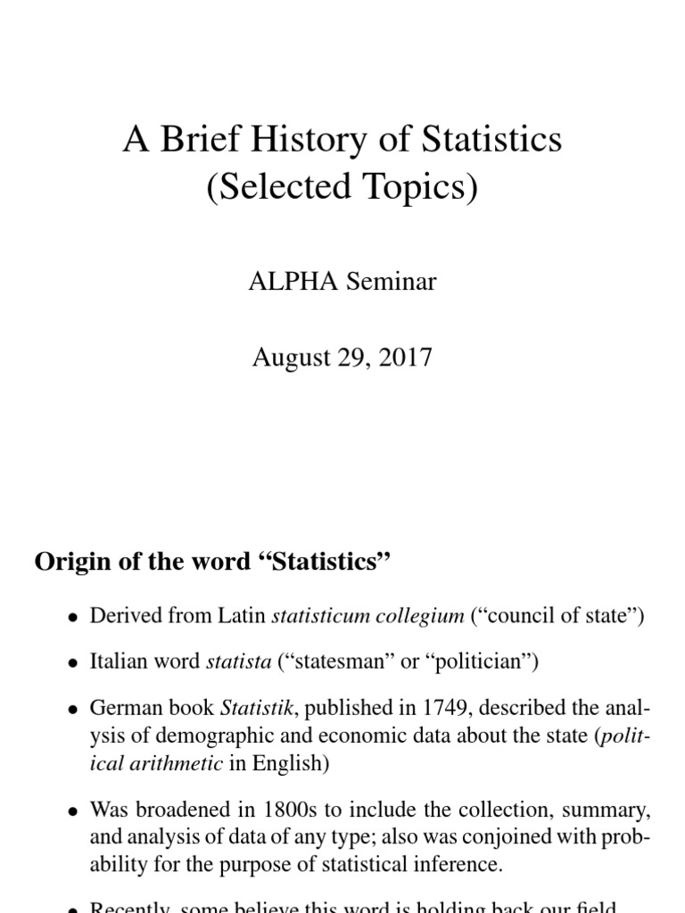 Statistics History PDF | PDF | Normal Distribution | Least Squares