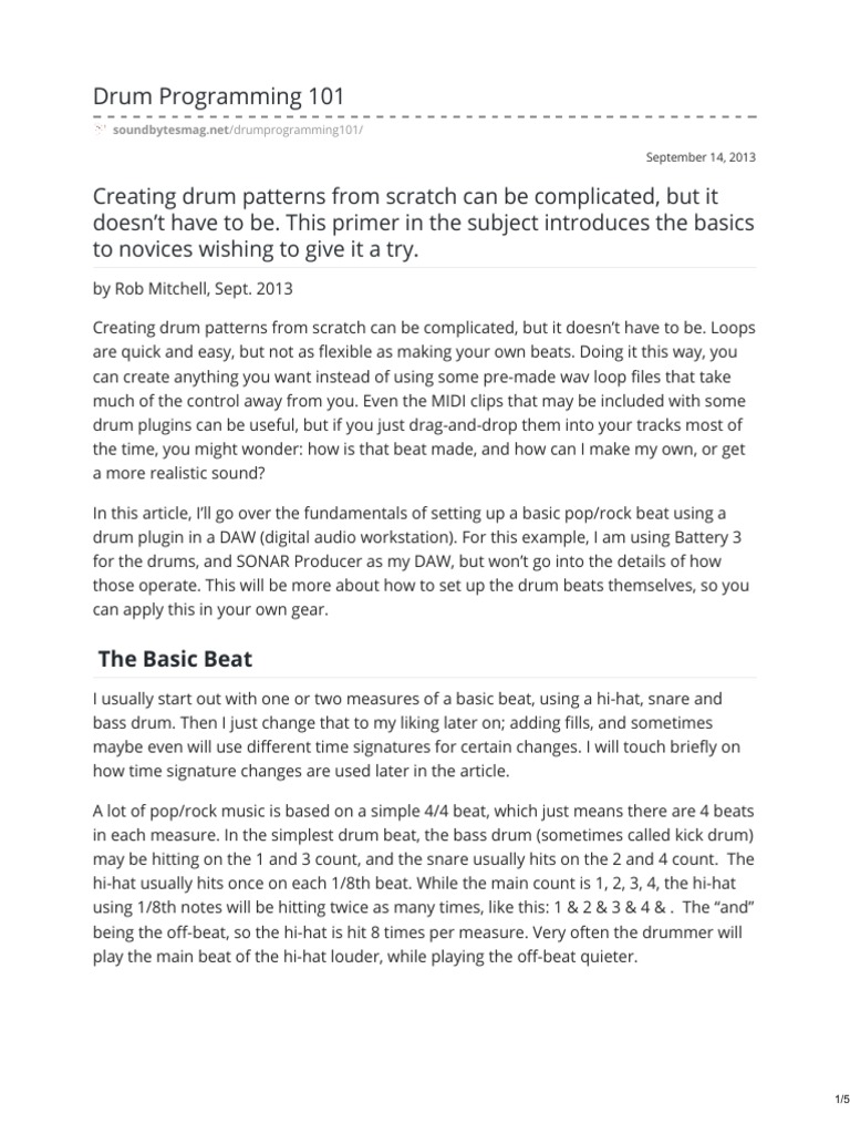 Drum Programming 101 PDF | PDF | Drum Kit | Rhythm And Meter
